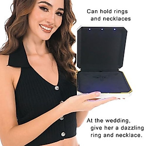 HSLFUAI Necklace Display with Led Light,Jewelry Box for Necklace, Necklace Boxes for Jewelry Gift,Jewelry Gift Box for Wedding, Birthday, Valentine' Day, Mother'S Day, Christmas,Black Velvet Interior
