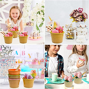 URMUYJJ Ice Cream Cups with Spoons Cartoon Candy Colorice cream bowls Dessert Sundae Frozen Yogurt Bowls Icecream Cup Party Favors Dishes ice crem kits supplies for kids Set (6)