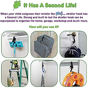 PBnJ baby Stroller Hooks for Hanging Diaper Bags - Mommy Stroller Clip and Stroller Accessories Travel Organizer Hook - for Mom Purse Shopping Grocery Bag and Accessory - (2 Pack)