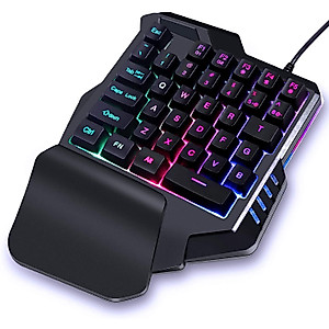 Gaming Keypad, RGB One Handed Gaming Keyboard, Ergonomic Gaming Keyboard with Hand Rest, Single Hand Keyboard with 35 keys Colorful Backlit