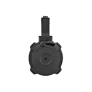 GoldenBall x Sentinel Gears 1200 Rounds Electric Winding Polymer Drum Airsoft Magazine for M4 AEGs, Battery & Charger Included - Black