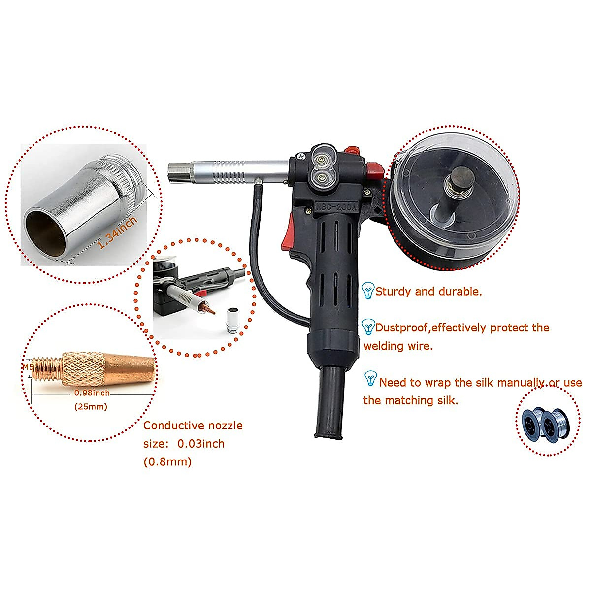 PreAsion Aluminum Spool Gun Fit Miller210 Spoolmate 3035 5M(16ft) Cable DC24V Welding Tool Welding Machine AccessoriesNot Original