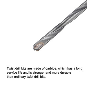 uxcell 4mm Cutting Dia Cemented Carbide Twist Extra Long Drill Bit with Round Straight Shank for Hardened Steel Stainless Steel, 100mm Length