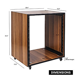 Sound Town DIY 12U Studio Rack with Furniture Grade Walnut Laminate, Rubber Feet, Casters (SDRK-12WN)