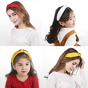 Funtopia Fashion Headbands for Women Girls, 10 Pcs Knotted Pearl Wide Top Knot Turban Hair Bands/ Hoops Vintage Velvet Leopard Print