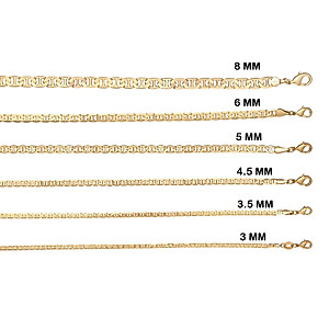 Barzel Mariner Chain Necklace for Women, 18K Gold Plated Mariner Chain Necklace (16 Inches, 4.5MM Gold)