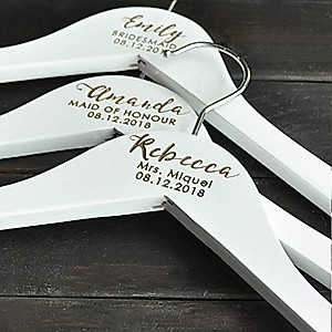 Akubi Personalized Wedding Hanger Bridal Shower Gift Custom Bridesmaid Groomsmen Hanger Wedding Gift (White Hanger)