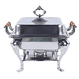 TFCFL Stainless Steel Food Warmer Chafer Chafing Dishes Buffet Set Square Buffet Stove Buffet Warming Container for Home and Restaurant Use