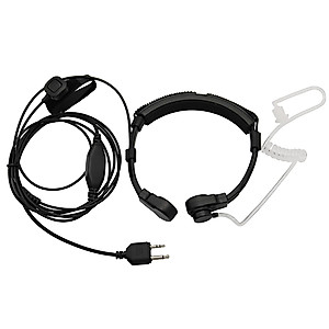 Flexible Throat Mic Microphone Covert Acoustic Tube Tactical Walkie Talkies Earpiece Headset with Finger PTT is Compatible with Midland LXT118 GXT1000VP4 LXT500VP3 LXT600VP3 LXT380 2-pin