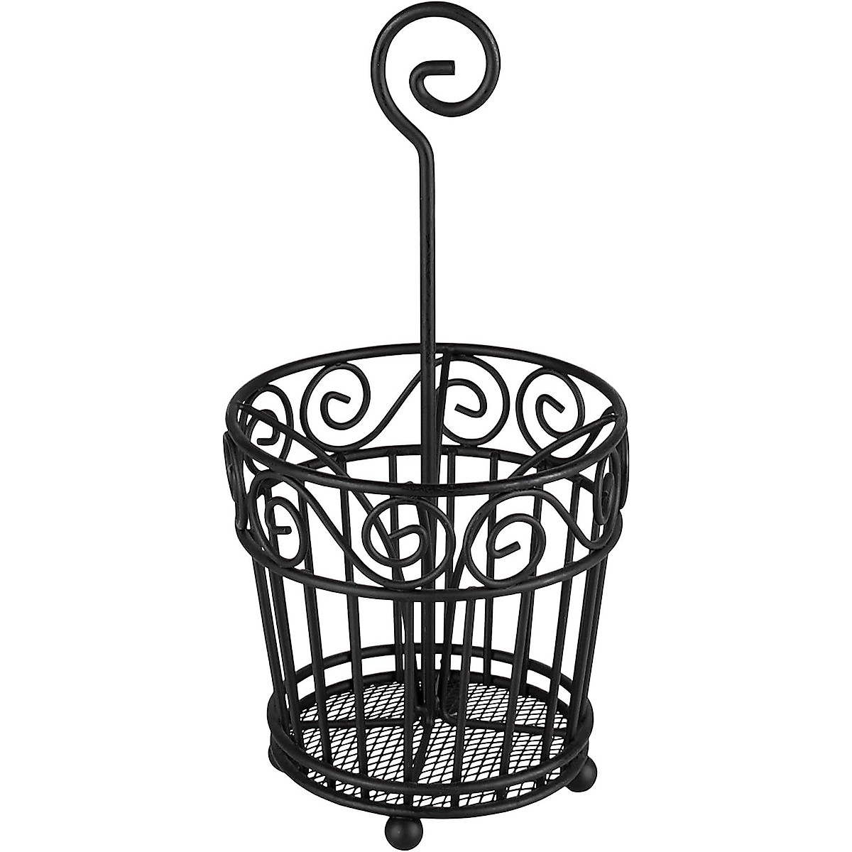 Spectrum Diversified Scroll Caddy Traditional Style Cutlery, Classic Dining Table Décor & Kitchen Organization, Silverware Holder with Handle, L x 5.25, W x 5.25, H x 11, Black