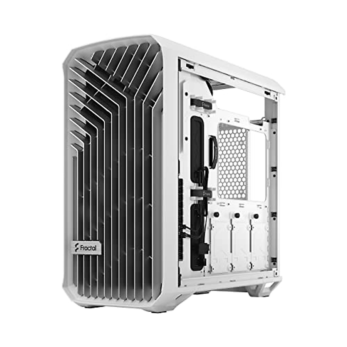 Fractal Design Torrent Compact White - Clear Tint Tempered Glass Side Panel - Open Grille for Maximum air Intake - Two 180mm PWM Fans Included - Type C - ATX Airflow Mid Tower PC Gaming Case