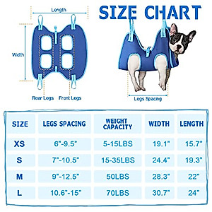 Supet Dog Grooming Hammock for Dog and Cat, Relaxation Pet Grooming Sling Helper, Breathable Pet Grooming Hammock for Nail Trimming, Ear/Eye Car with Nail Clippers/Trimmers/Scissors Blue