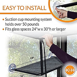 K&H Pet Products EZ Mount Window Sill Cat Bed, Cat Window Hammock, Sturdy Cat Window Perch for Large Cats, Cat Window Bed Cat Furniture, Cat Hammock for Window Cat Perch Cat Shelf - Double Stack Gray