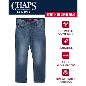 Chaps Men's Jeans - Straight Leg Comfort Stretch Denim Jeans - Regular Slim Fit Jeans for Men, Size 38W x 30L, Armour Wash