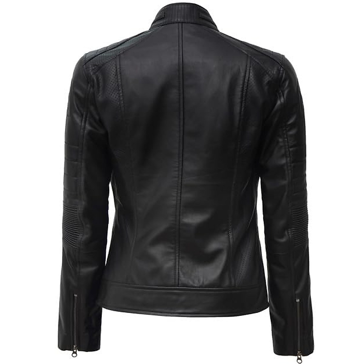 Decrum Woman Black Leather Jacket - Women's Leather & Faux Leather Jackets & Coats | [1313722] Black Cafe Racer, S