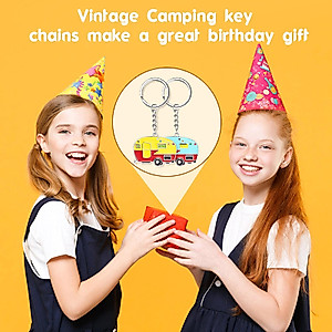 Hicarer Camper Keychain Camper Accessories for Travel Trailers Retro Camping RV Keychain Set for Travel (4 Pieces)