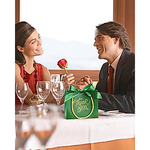 EQOREIIN 30 Pack Small Thank You Gift Bags with Handles 5.5 x 2.4 x 4.7 Inches Gift Bags with Bow Ribbon Party Favor Bags Paper Gift Bags Bulk for Baby Shower, Wedding, Party Favor, Birthday,