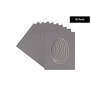 CountryArtHouse Charcoal Acid Free 13x19 Oval Picture Frame Mat with White Core Bevel Cut for 12x14 Pictures - Fits 13x19 Frame - Pack of 10 Matboards