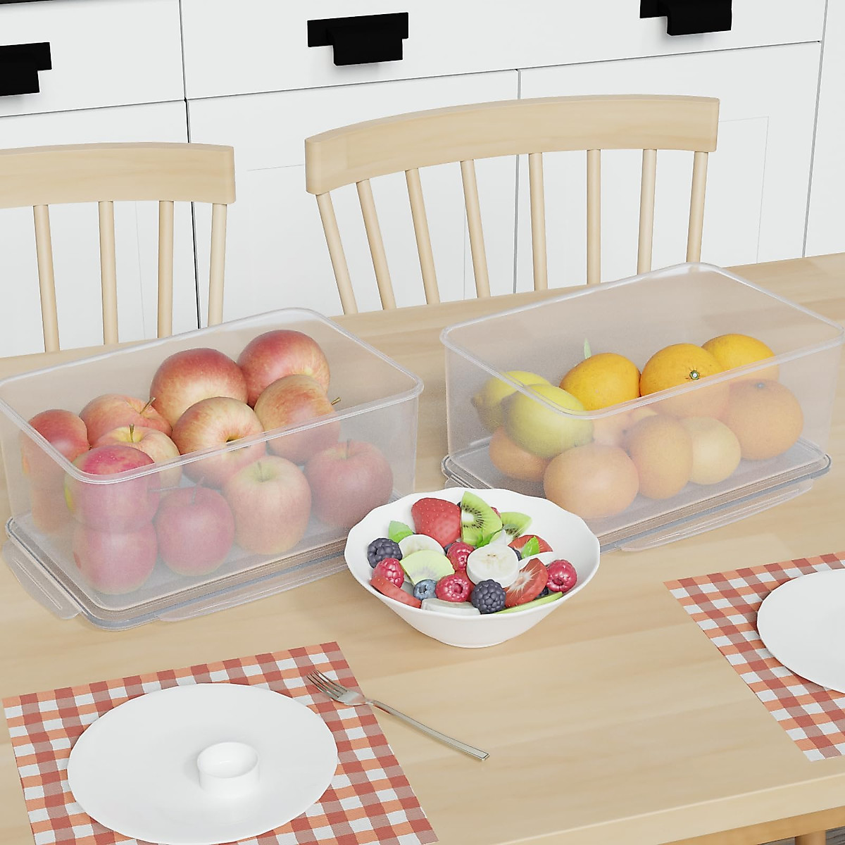 Tstorage 15 Quarts Rectangular Fresh Food Storage Containers, Clear Fresh Food Storage Box with Lid and Handle, Plastic Airtight Freezer Container, 4 Packs