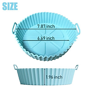 Silicone Liners for Air Fryer Basket - 2 PCS Air Fryer Silicone Liners, 8 Inch Round Reusable Air Fryer Liners, Blue and Pink - YAWALL