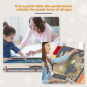 SOKO Wooden Jigsaw Puzzle Board - 1500 Piece Folding Puzzle Table with 5 Drawers & Covers 35" × 27" Portable Jigsaw Puzzle Table, 4-Tilting-Angle Adjustable Puzzle Board for Adults and Children