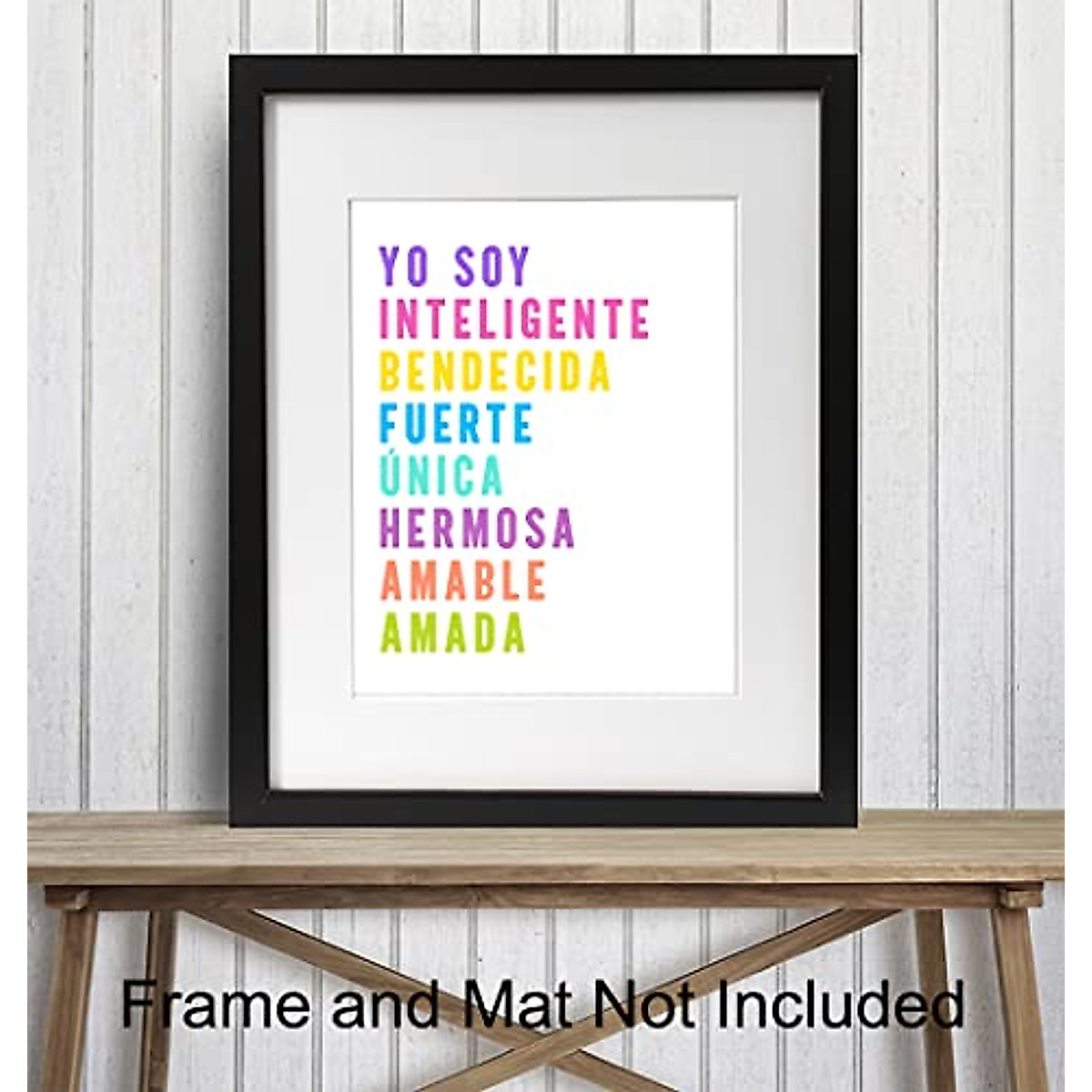 Afirmaciones Positivas Spanish Wall Art & Decor - Inspirational Positive Quotes - Spanish Quotes for Girls, Kids Bedroom, Latinas - Regalo o Decoracion Para Mujeres, Ninas, Women - Hispanic Gifts