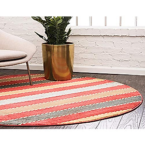 Unique Loom Fars Collection Area Rug - Monterey (8' Round, Multi/ Rust Red)