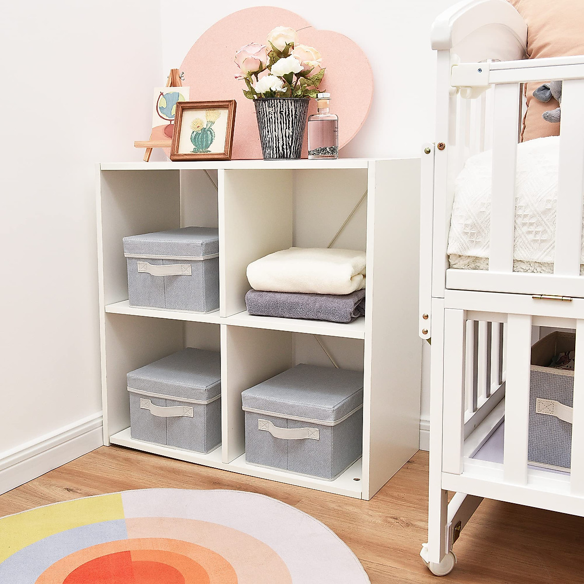 GRANNY SAYS Bundle of 3-Pack Storage Bins with Handles & 1-Pack Hanging Storage Shelves