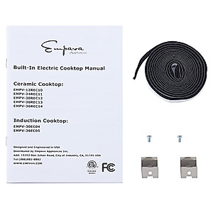 Empava 24" Electric Radiant Cooktop 4 Burners Stove Top with 1-99 Minutes Timer and 9 Heating Levels Smooth Glass Surface in Black, 24 Inch