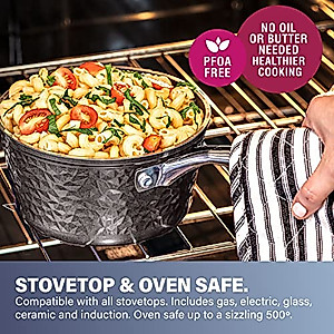 Granitestone Pots and Pans Set with Hammered Design, 10 Piece Complete Nonstick Kitchen Cookware Set, Dishwasher Safe Pots & Pan Set with Induction Cookware & Stay Cool Handles,100% PFOA Free-Platinum