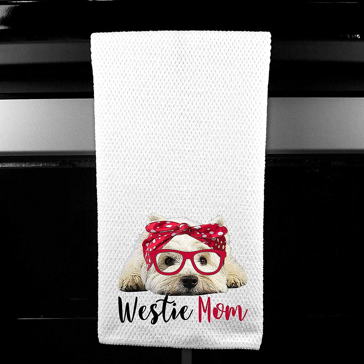 Westie Mom West Highland Terrier Microfiber Kitchen Tea Bar Towel Gift for Animal Dog Lover