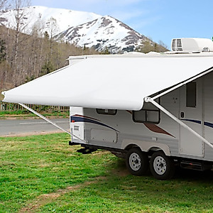 ShadePro - RV Awning Fabric Replacement - Premium Grade Weatherproof Vinyl - Universal Outdoor Canopy for Camper, Trailer, and Motorhome Awnings - Solid White - 16' (Fabric 15'2")