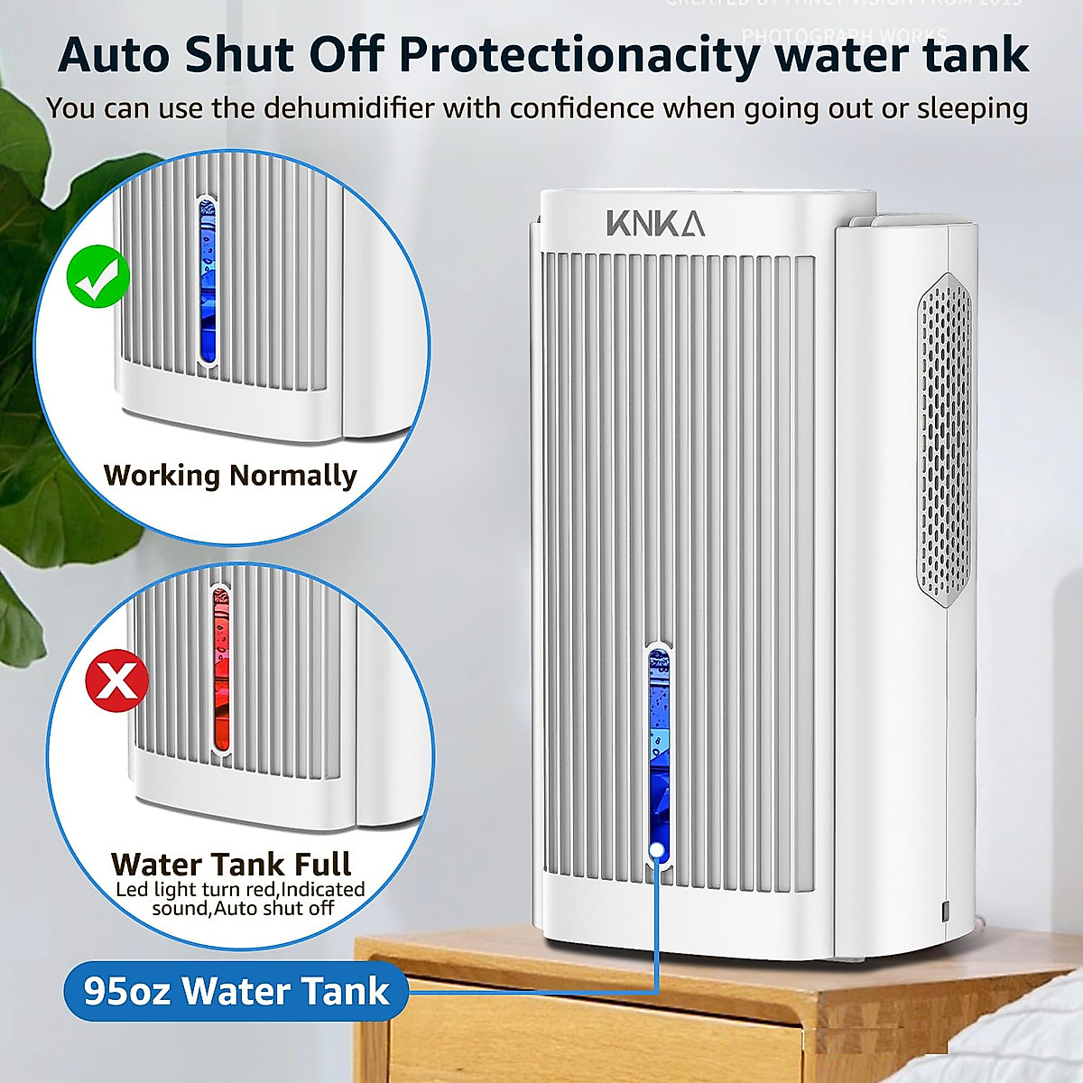 Dehumidifier,95 OZ Water Tank, 850 sq. ft, Quiet Dehumidifier for Basement, Bathroom, RV, Closet, Bedroom with Auto Shut Off, Sleep Mode,7 Colors LED Light, Dehumidifiers for Home,White