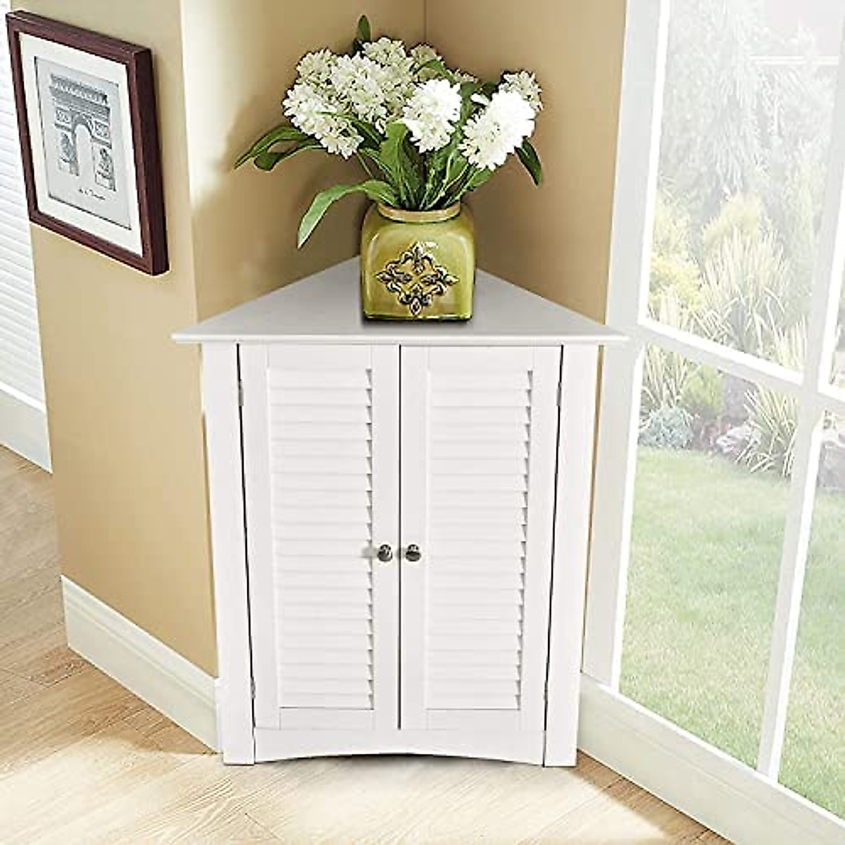 HW66192 Corner Cabinet, White