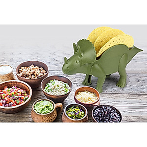 TriceraTACO Taco Holder, Set of 1 - Dinosaur Novelty Taco Stand Party Plate Serveware - Holds 2 Tacos!
