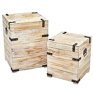 Nearly Natural 7028-S2 White Wash Storage Boxes/Trunks (Set of 2)