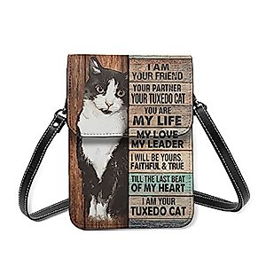 Striking Cats Tuxedo Cat Art Crossbody Cell Phone Purse Wallet Bags With Shoulder Adjustable Strap For Women Teen Girls