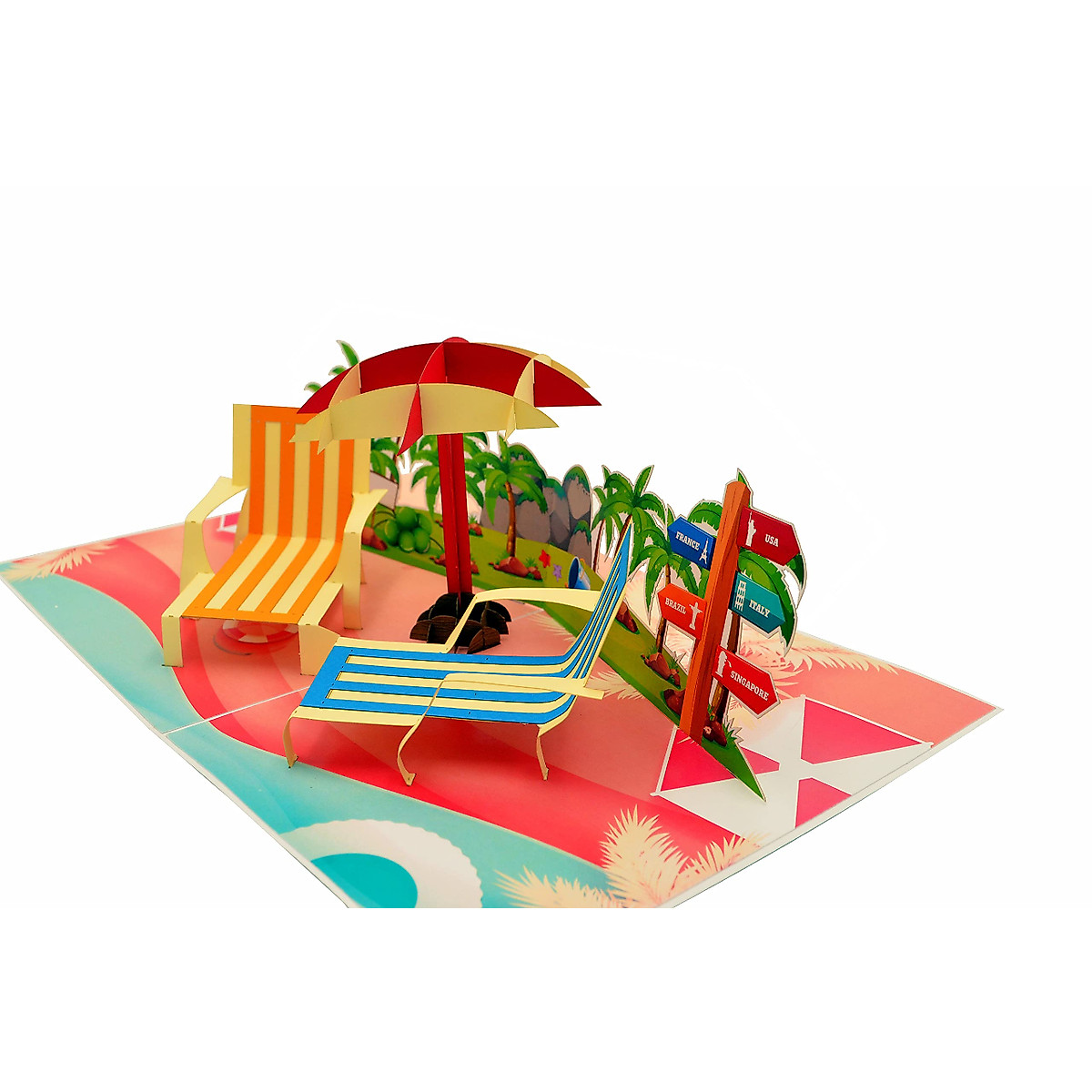 Time to Say Hello to Summer Pop Up Card, Greeting Card Butterfly Flied Out, Summer Birthday Card, Beach Day Card, 3D Card, Greeting Cards, Celebration Card 6" X 8" when closed