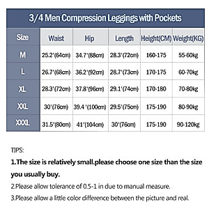 SS COLOR FISH Men 3/4 Compression Pants with Pockets Athletic Baselayer Workout Legging Running Tights for Men Black