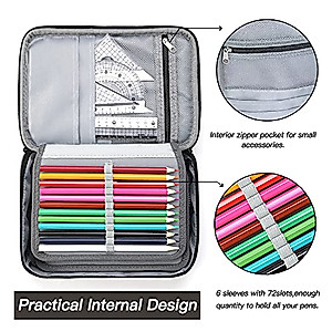 emgv jpoo High Capacity Zipper Pens Pencil Case- Multi-Functional Stationery Pencil Pouch 72 Slots Colored Portable Pencil Case Bags for Office College School (pink)
