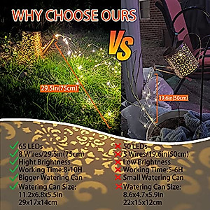 Solar Watering Can with Cascading Lights Waterproof Metal Enchanted Watering Can Solar Waterfall Lights for Outdoor Garden Decor Yard Decorations Pathway Lawn Romantic Atmosphere Lighting