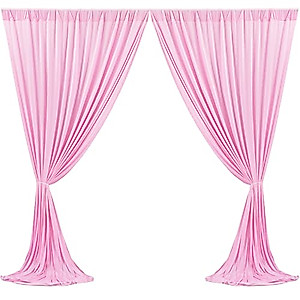 Pink Backdrop Curtain 2 Panels for Wedding Birthday Party Decoration Photography Props Baby Shower Engagement Graduation Prom Dessert Table Photo Booth Drapes 5 ft * 7 ft