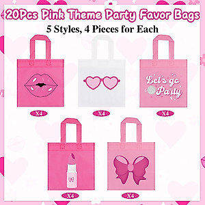 FHzytg 20Pcs Pink Girl Party Favor Bags, Hot Pink Princess Party Candy Bags Gift Bags Pink Theme Party Treat Goodie Bags for Pink Princess Birthday Baby Shower Bachelorette Party Decoration
