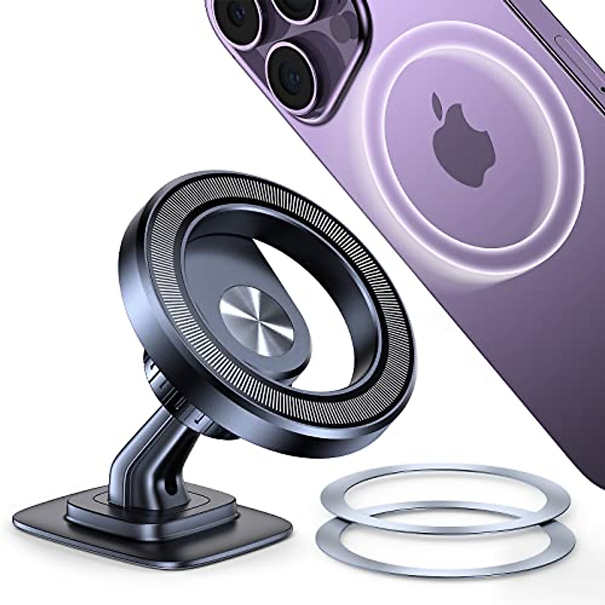 OQTIQ for MagSafe Car Mount Magnetic Phone Holder for Car Dash Mount Phone Holder Fit Curved Surface Flexible Rotation Compatible with iPhone 14 13 12 Pro Max Plus Mini, MagSafe Case, All Cellphones