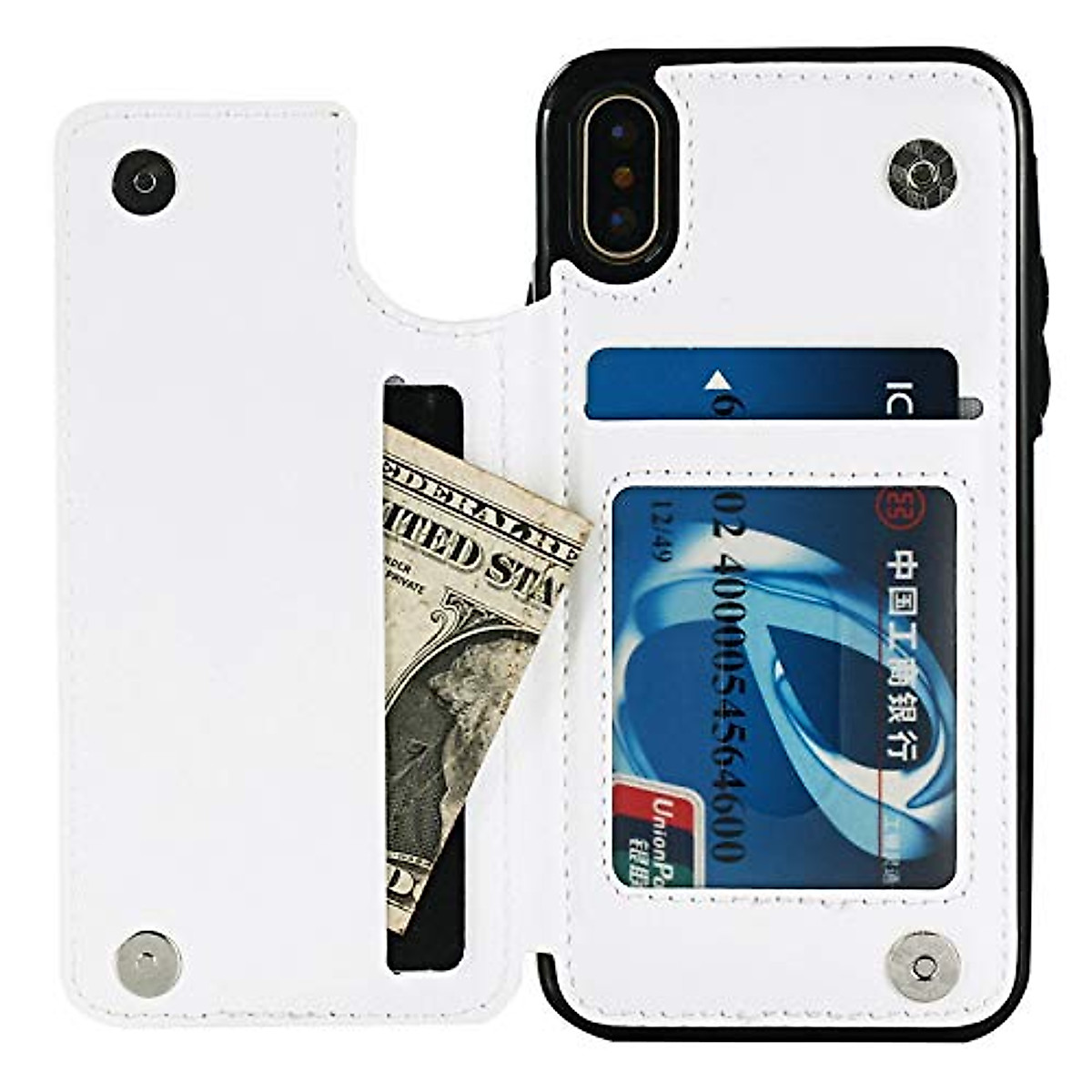 Bisexual Pride Heart Wallet Phone Cases Fashion Leather Design Protective Shell Shockproof Cover Compatible with iPhone X/XS