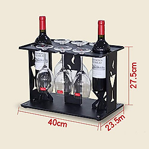 PIBM Stylish Simplicity Wine Shelf Freestanding 2 Bottles of Wine Display Stand, Countertop 6 Wine Glass Hangers