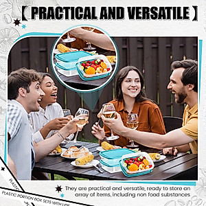 Qinyoung 18 Pcs 33 Oz/ 4 Cups Plastic Food Storage Containers with Lids Portion Box Sets with Cover Stackable Plastic Containers with Lids Microwave Freezer Dishwasher Safe(Blue)