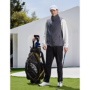 fit space Men's Lightweight Vest Softshell Sleeveless Windproof Jacket with Zipper Pcoket Cycling Travel Hiking Running Golf (Grey, Large)