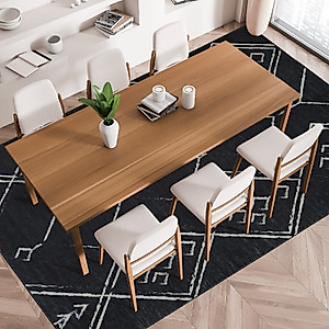 Machine Washable Area Rug Non Slip Backing & Ultra-Thin & Stain Resistant & Eco Friendly & Family and Pet Friendly - Everest Geometric Modern Bordered Black & Creme Design 8'x10'