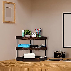 Elsjoy Countertop Wood Corner Shelf, 3-Tier Cabinet Wooden Corner Shelf Kitchen Counter Organizer Shelf, Cabinet Corner Rack for Pantry, Kitchen Storage